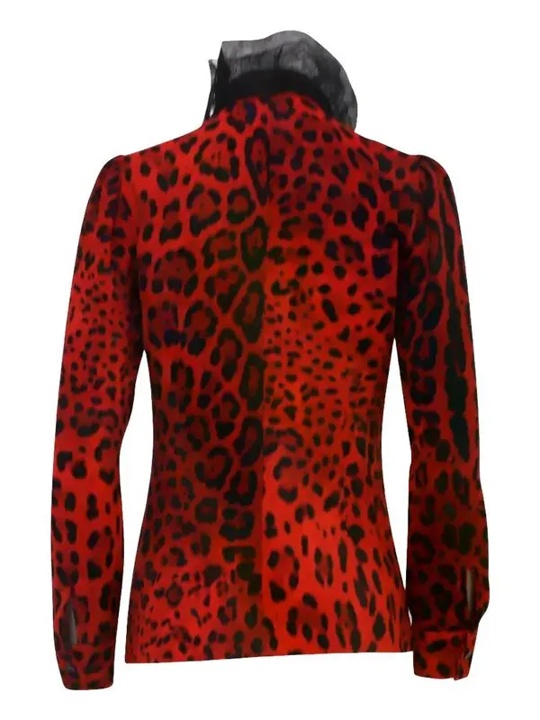 Dolce & Gabbana Leopard-print Ruffled Blouse - Red