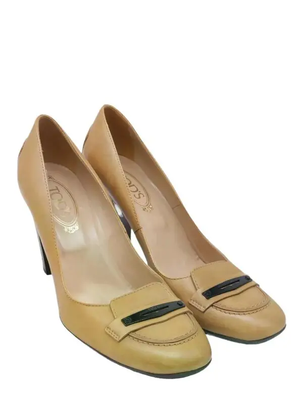 TOD'S Block-heel Loafer Pumps - Neutrals