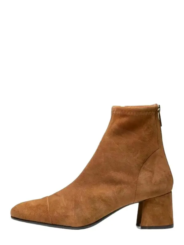 POCHE PARIS Suede Rear-zip Ankle Boots - Brown