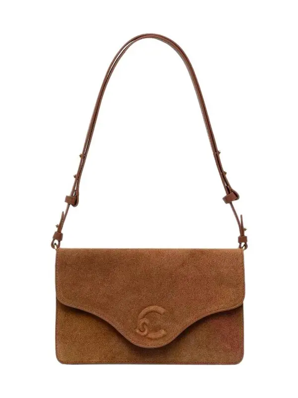 COCCINELLE Logo-embossed Suede Shoulder Bag - Brown