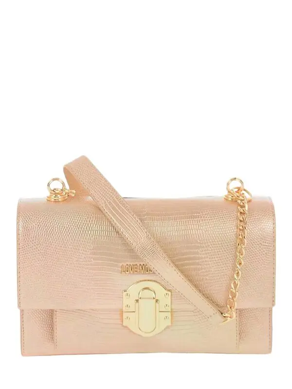 Moschino Lizard-effect Love Shoulder Bag - Neutrals