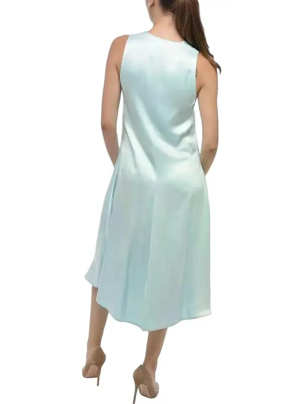 SA SU PHI Serena Satin V-neck Midi Dress - Blue