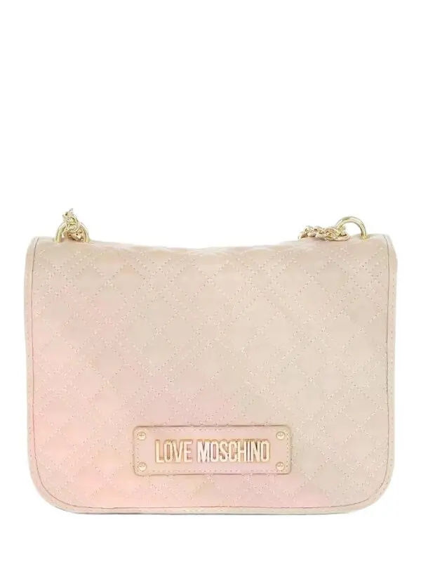 Moschino Quilted Logo-plaque Shoulder Bag - Neutrals