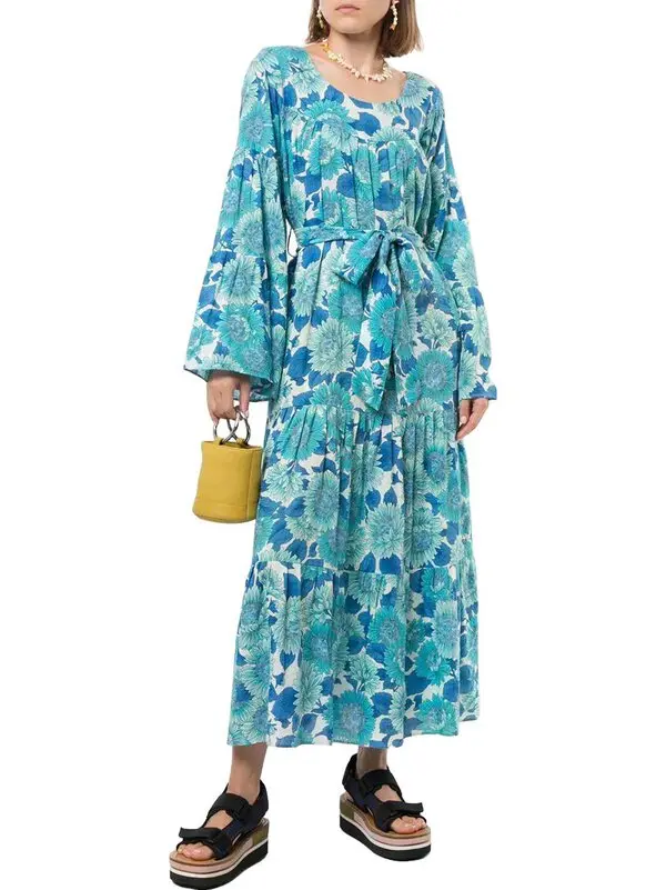 BAMBAH Sunflower Cotton Kaftan - Blue