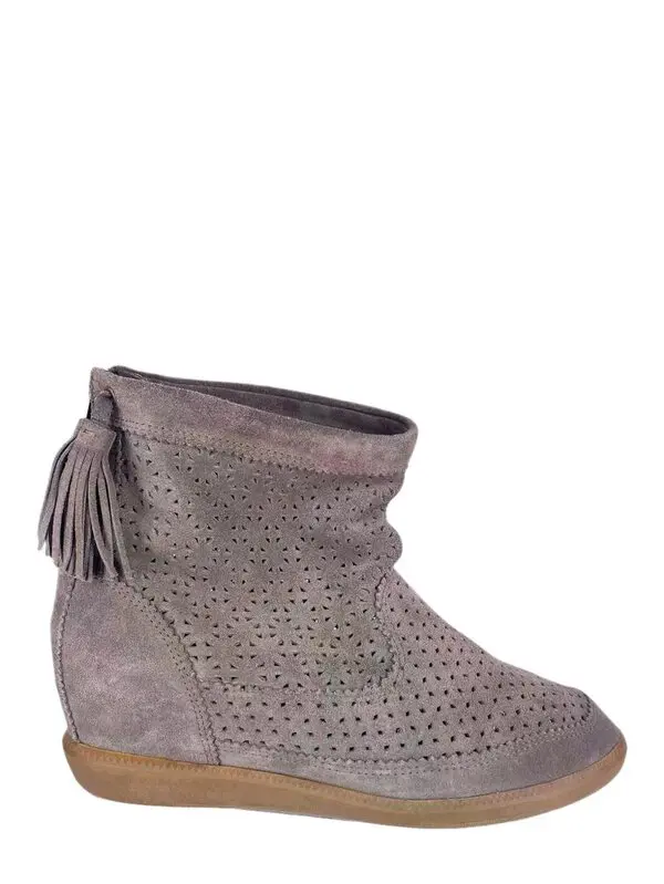 ISABEL MARANT VINTAGE Perforated Tassel Ankle Boots - Grey