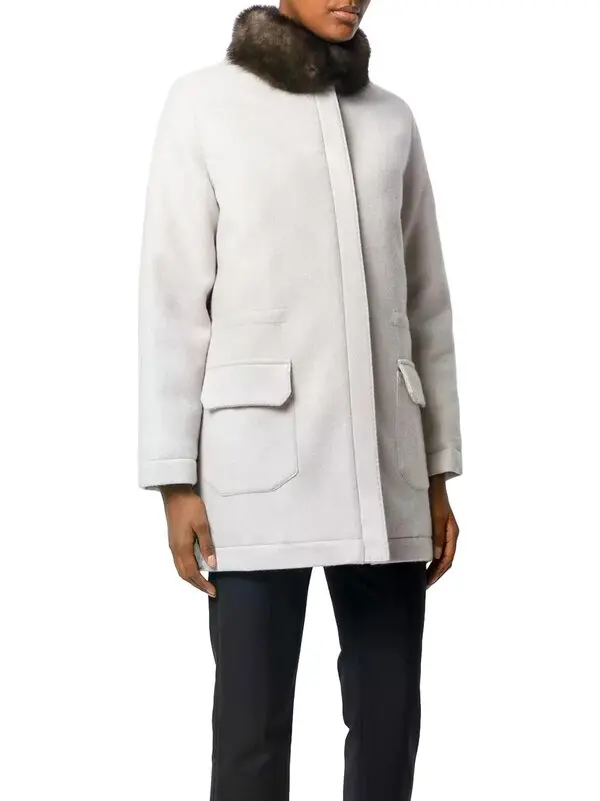 MANZONI 24 Luxurious Trimmed Coat - Neutrals