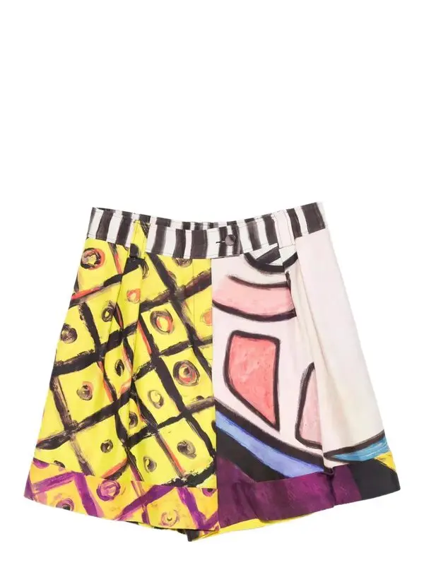 Moschino Abstract-print Pleated Shorts - Yellow