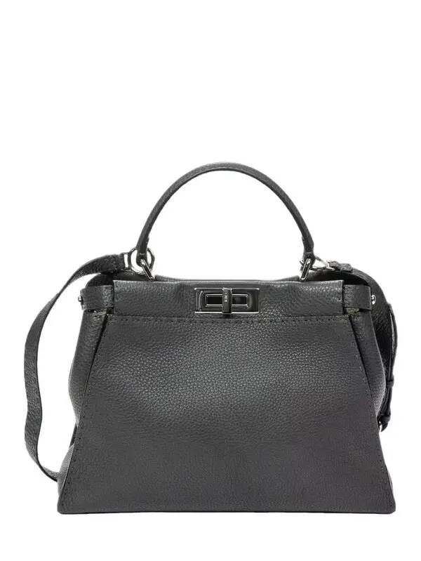 Fendi Medium Peekaboo Leather Tote Bag - Grey