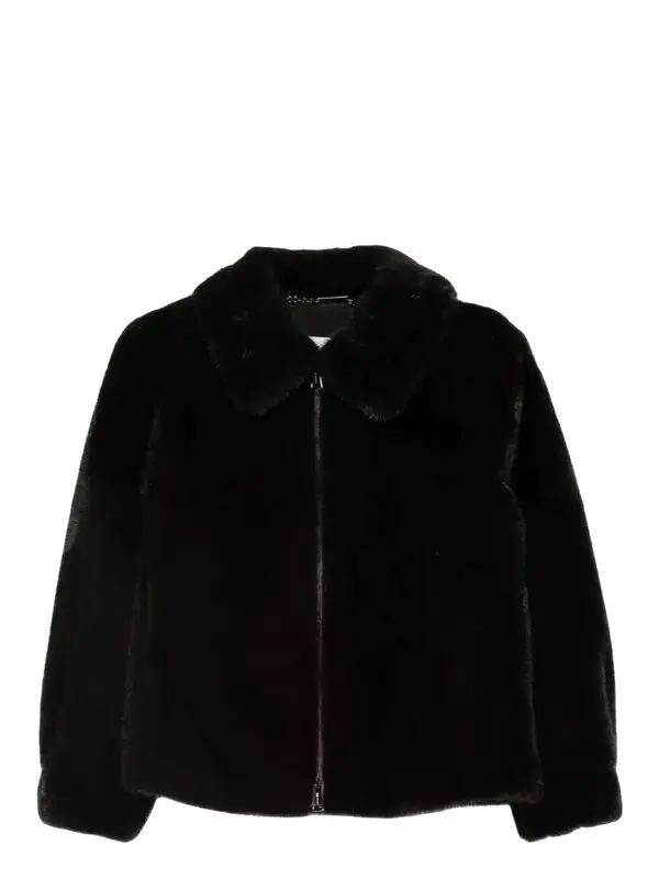 MANZONI 24 Fur Collar Zip-front Jacket - Black