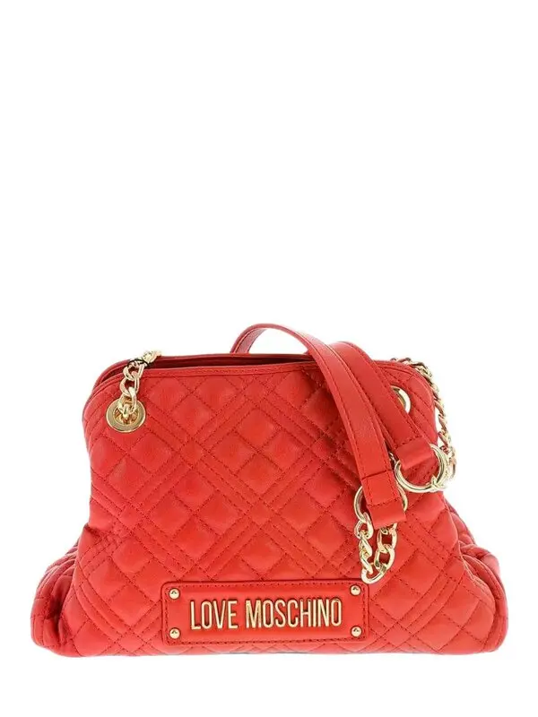 Moschino Quilted Logo-plaque Shoulder Bag - Red
