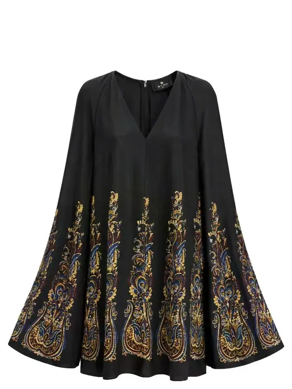 Etro Paisley-print V-neck Dress - Black