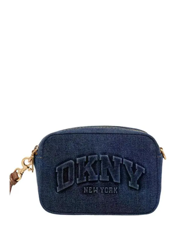 Dkny Logo-embroidered Denim Shoulder Bag - Blue