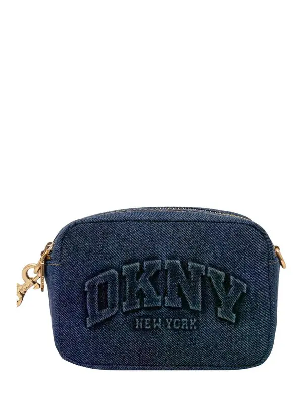 Dkny Logo-embroidered Denim Shoulder Bag - Blue