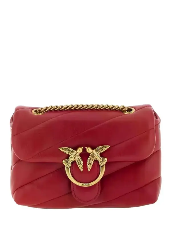 Pinko Mini Love Puff Baby Quilted Leather Shoulder Bag - Red