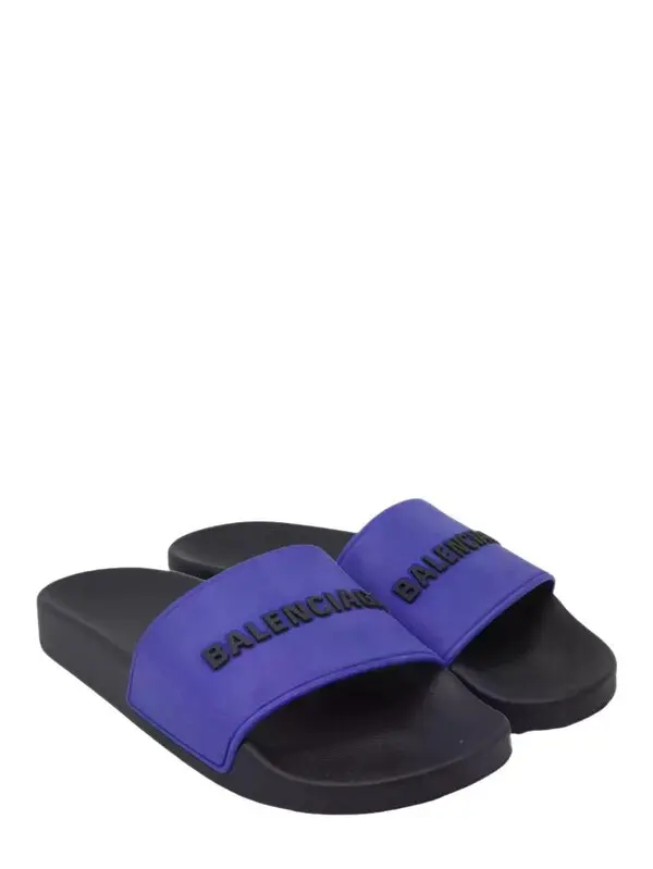Balenciaga Logo Pool Slides - Blue