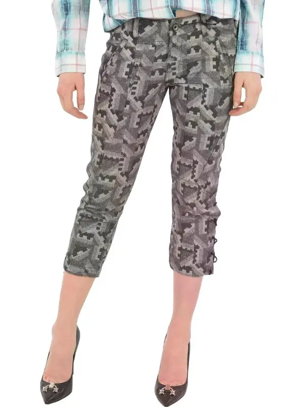 DIESEL® Pacquard Geometric-print Cropped Trousers - Grey