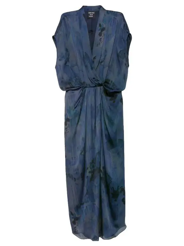 Giorgio Armani Floral-print Midi Dress - Blue