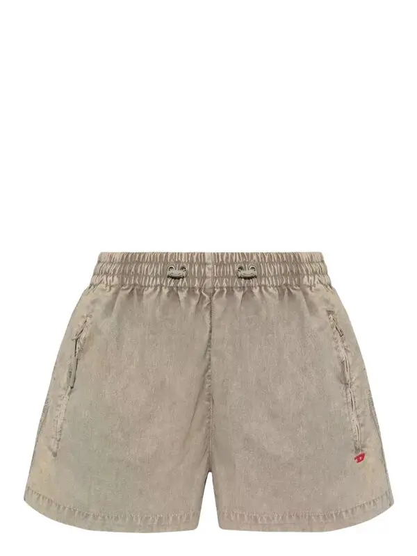 DIESEL® S-oul Logo Embroidered Mini Shorts - Neutrals
