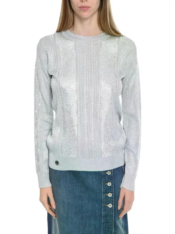 Philipp Plein Cable-knit Sweater - Silver