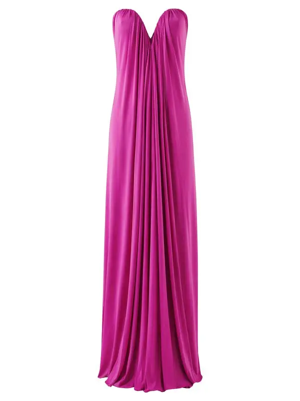 THE NEW ARRIVALS ILKYAZ OZEL Olivienne Strapless Jersey Maxi Dress - Fuchsia