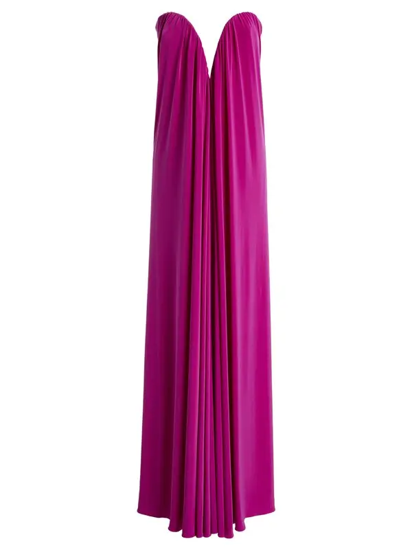 THE NEW ARRIVALS ILKYAZ OZEL Olivienne Strapless Jersey Maxi Dress - Fuchsia