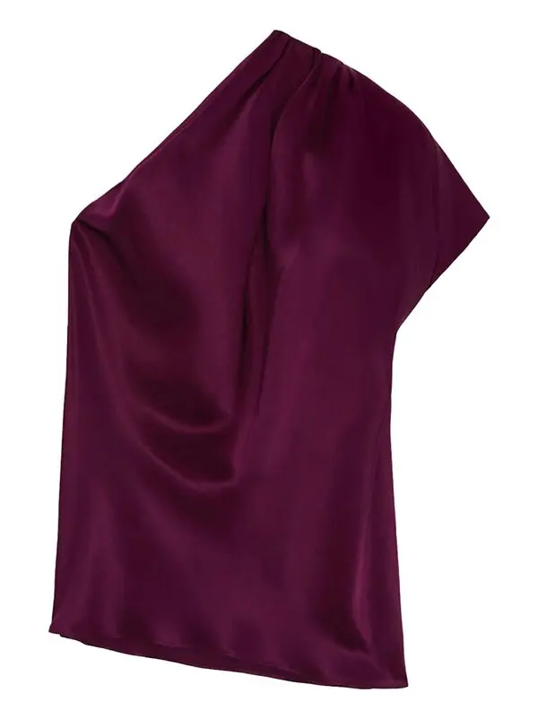 THE SUMMER EDIT Emily Silk One-shoulder Top - Red