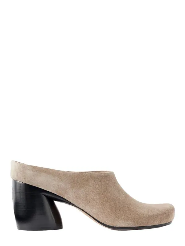 Loewe Oval 70 Suede Mules - Neutrals