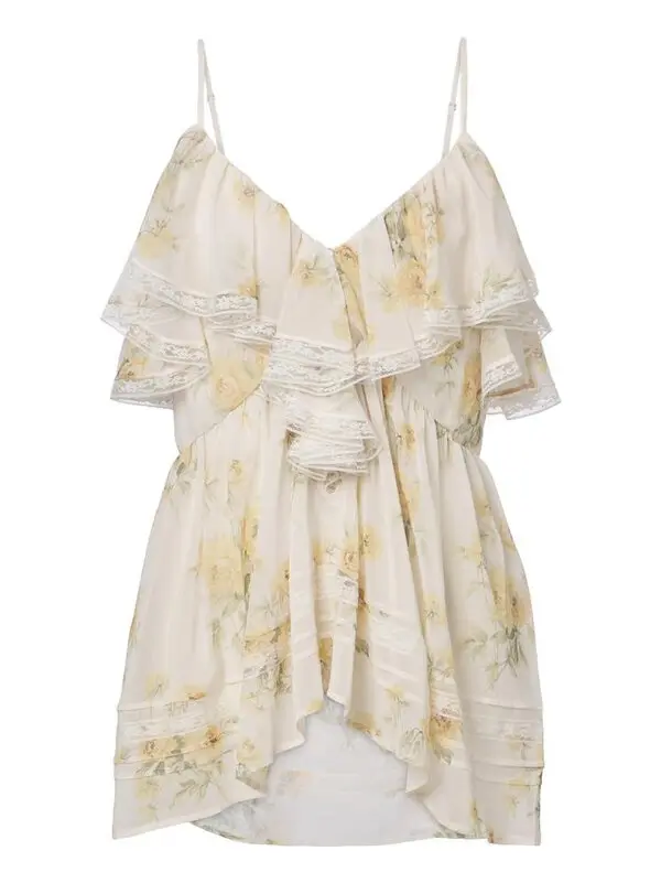 XU ZHI Floral Lace-trimmed Top - White