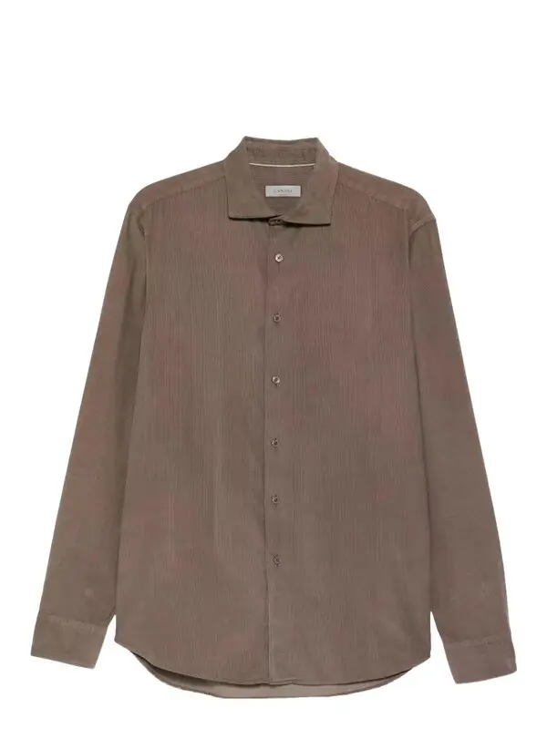 Canali Corduroy Long-sleeve Shirt - Brown