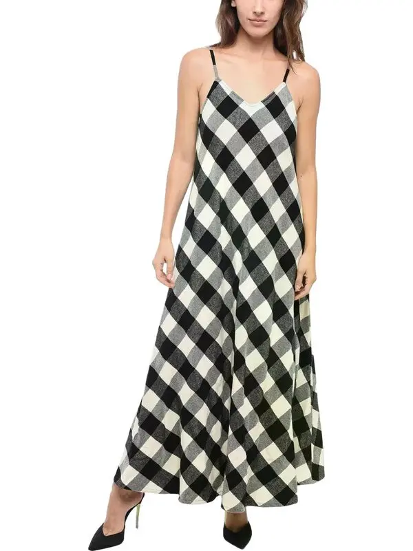 Woolrich Checked Flared Maxi Dress - Black