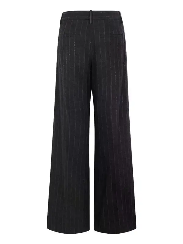 Brunello Cucinelli Pinstripe Sequin-embellished Palazzo Pants - Grey