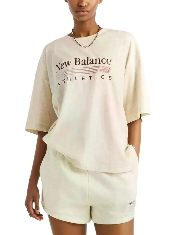 NEW BALANCE Trackside Logo Print T-shirt - Neutrals