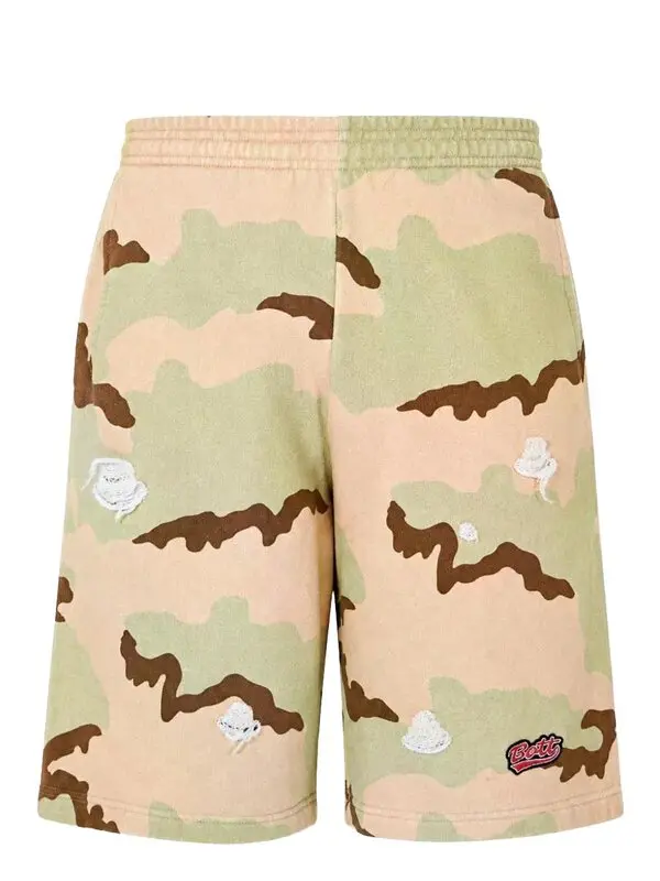 BOTT Camouflage-print Embroidered-patch Shorts - Neutrals