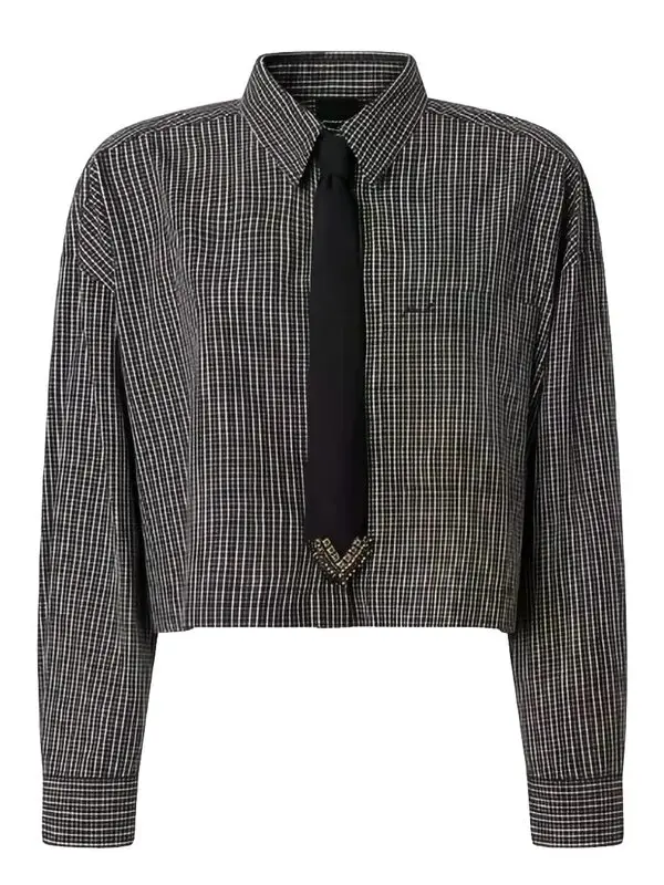 Pinko Check-pattern Cropped Shirt - Black
