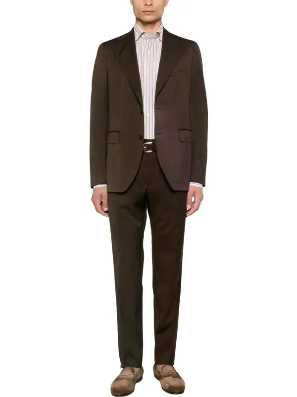 LUIGI BORRELLI Rio Striped Long-sleeve Shirt - Neutrals