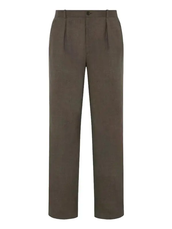 THE ROW Tami Pleated Wool Trousers - Brown