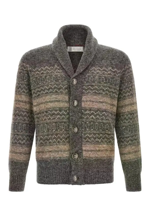 Brunello Cucinelli Nordic Jacquard Cardigan - Grey