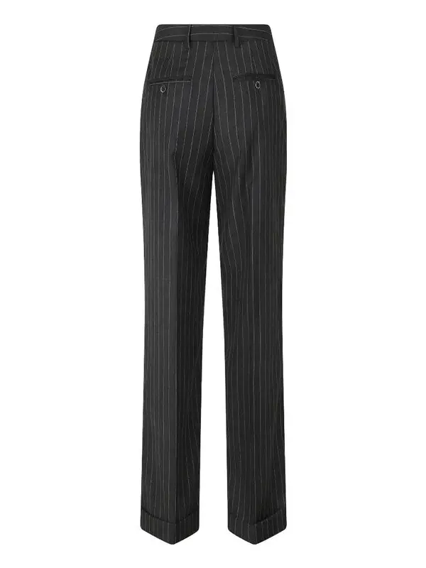 SEMICOUTURE Lola Pinstripe-pattern Turn-up Trousers - Grey