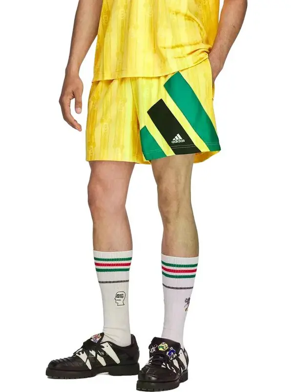 Adidas X Disney X Brain Dead Patterned-jacquard Track Shorts - Yellow
