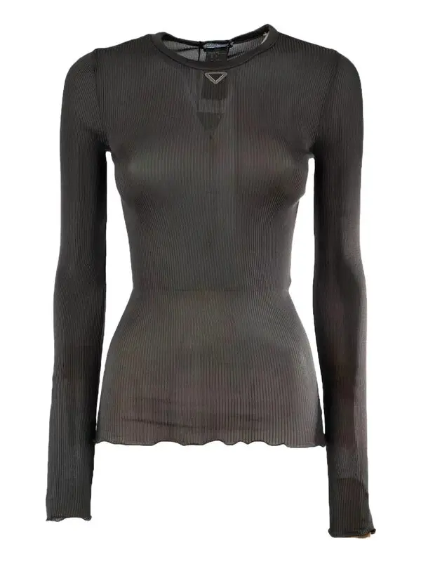 Prada Ribbed-knit Top - Grey