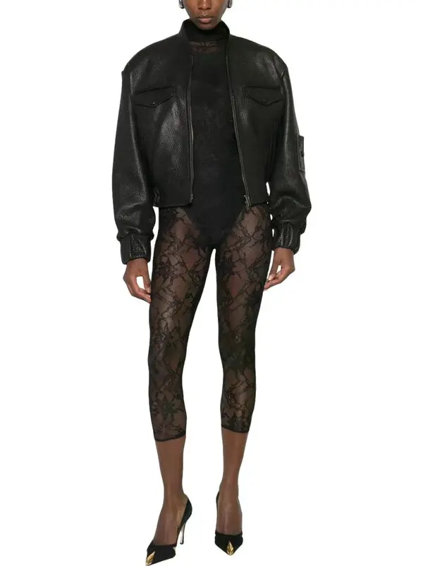 Andamane Ziggy Lace-patterned High-neck Bodysuit - Black