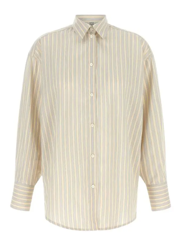 TOTEME Striped Oversized Shirt - Yellow