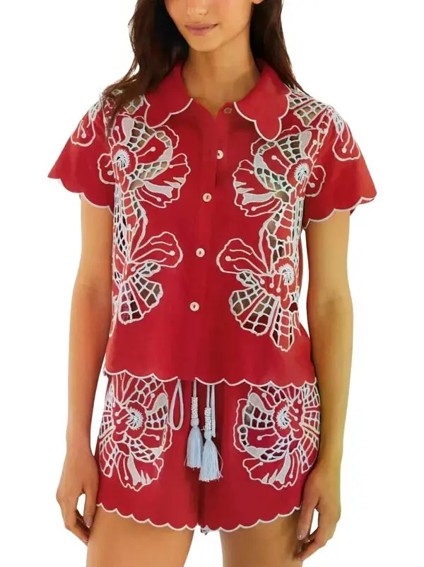 Farm Rio Embroidered Shirt - Red