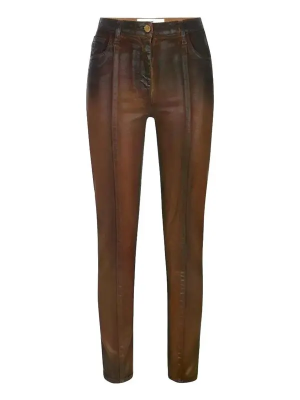 Elisabetta Franchi Cigarette Jeans With Laminated Effect - Brown
