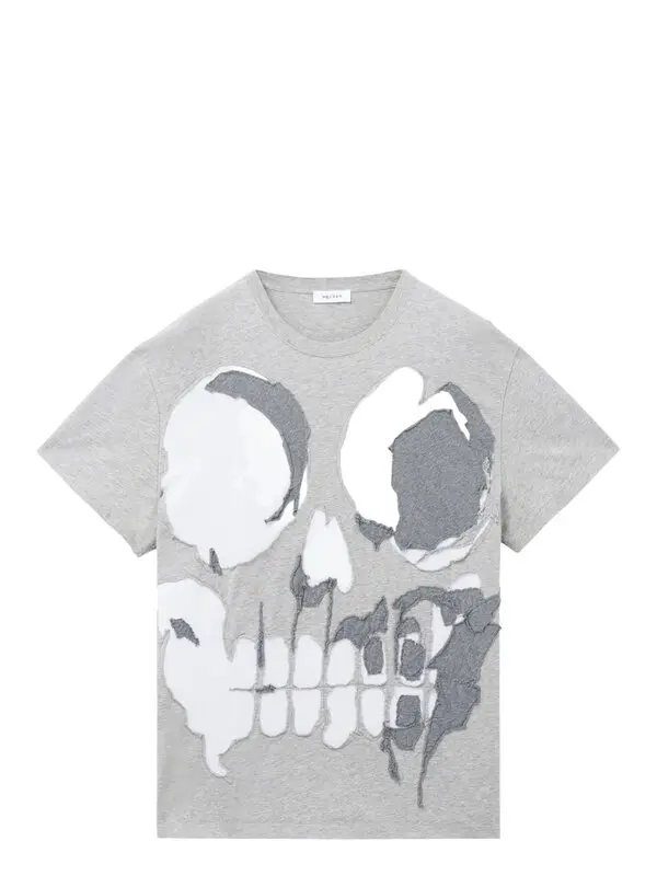 Alexander McQueen Skull Distressed T-shirt - Silver