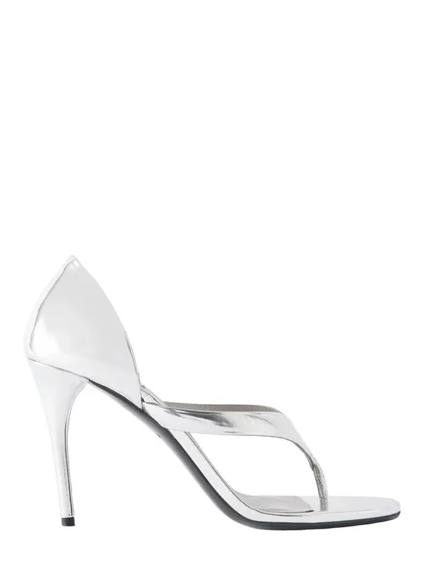 Alaïa Infradito 90 Leather Sandals - Silver