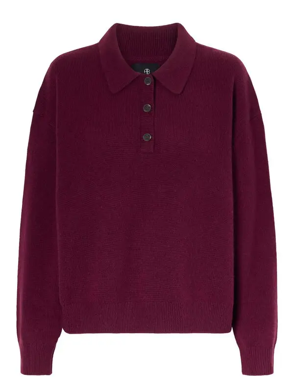 ANINE BING Cashmere Polo Sweater - Pink