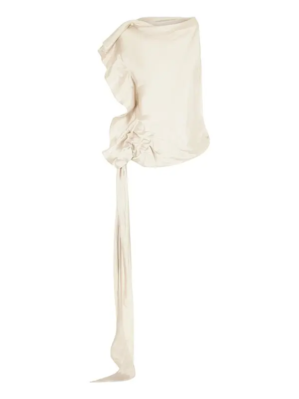KALLMEYER Elif Asymmetric Ruched Woven Blouse - Neutrals