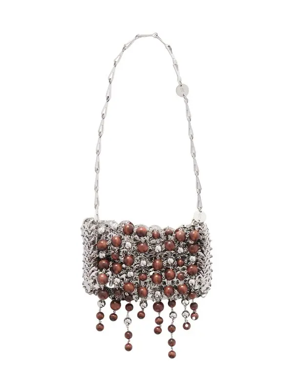 Rabanne 1969 Nano Fringed Beaded Chainmail Shoulder Bag - Silver