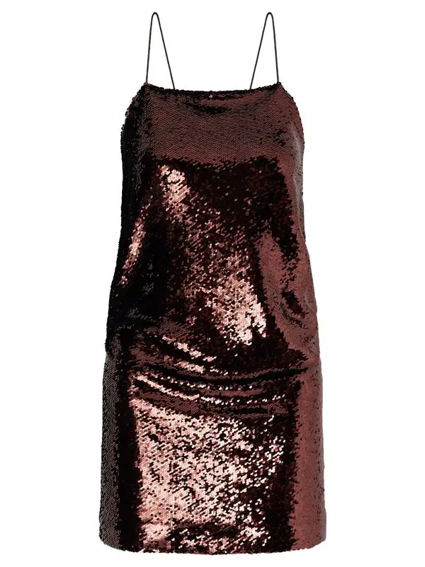 Alex Perry Sequined Mesh Mini Dress - Brown